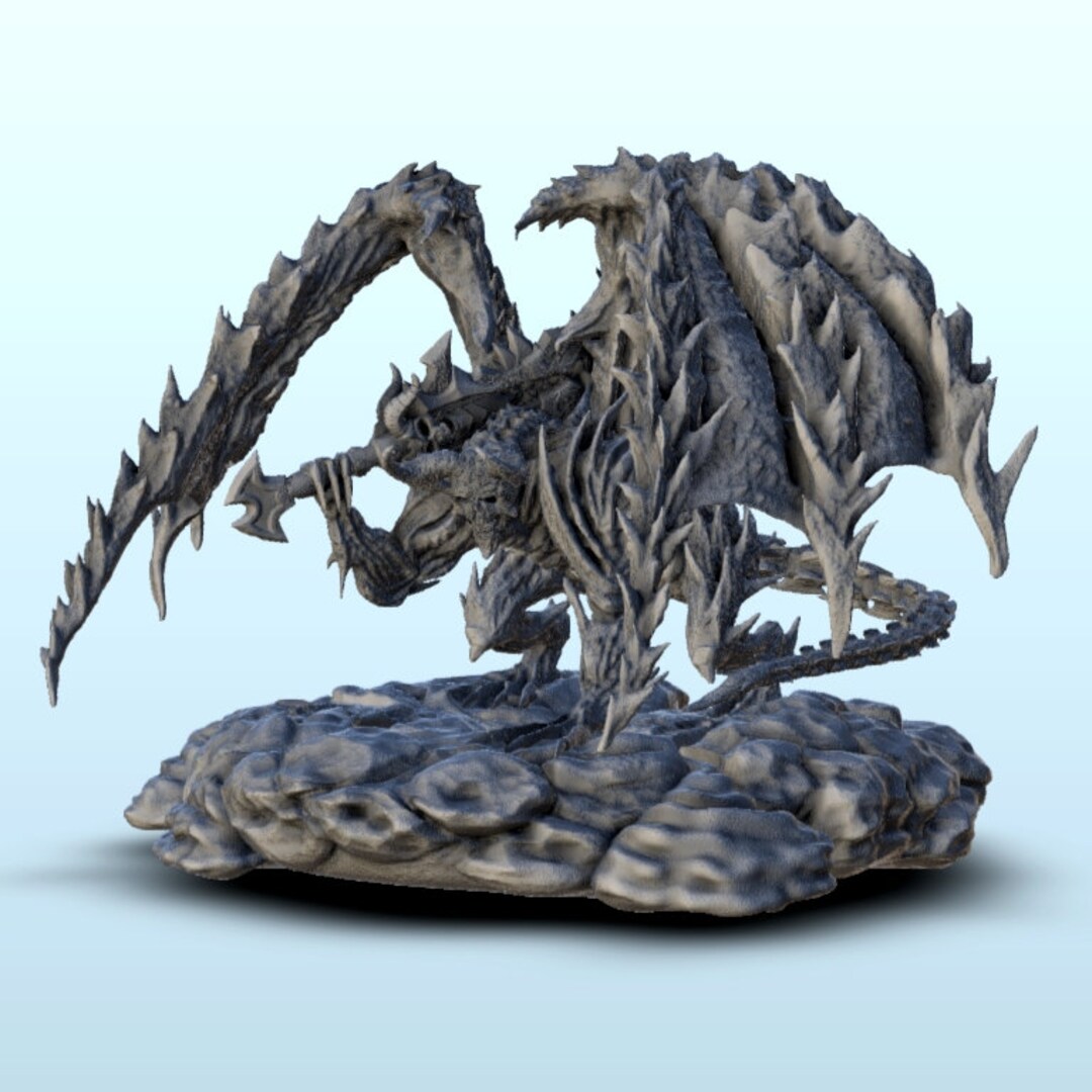 Winged Beast Dragon With Sword - STL 3D Printing Model Printer LOTR SLA ...