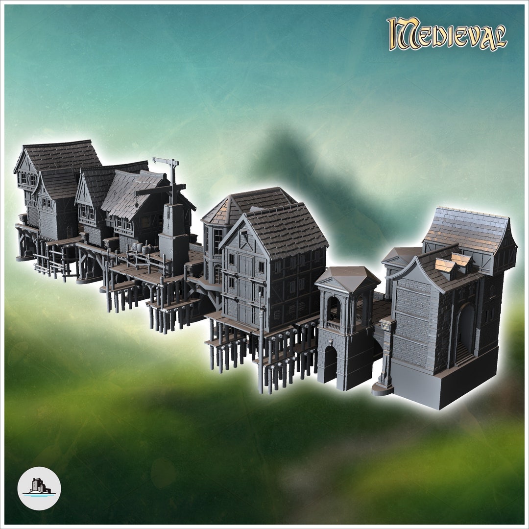 Medieval Bridge Set With Houses, Statues - STL 3D Print Dark Gothic ...