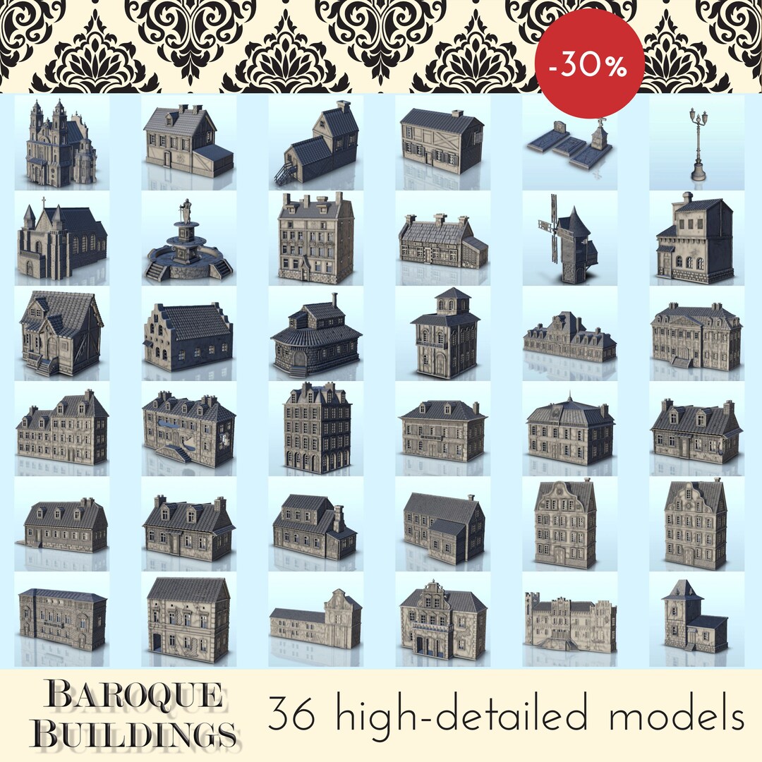 Baroque & Modern Buildings Pack - STL 3D Printing - Etsy UK