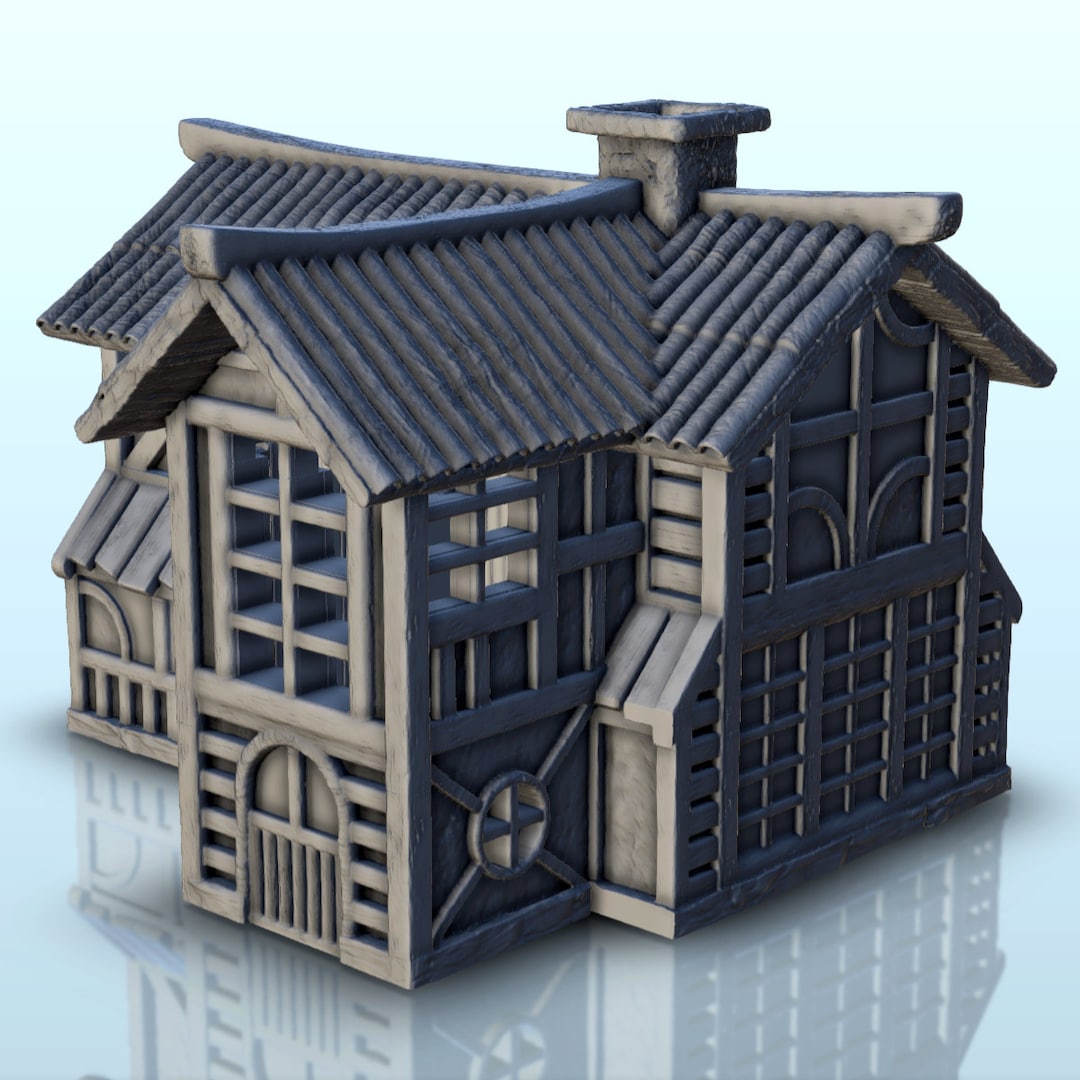 Medieval Wooden House With Tile Roof (7) - STL 3D Printing Print ...