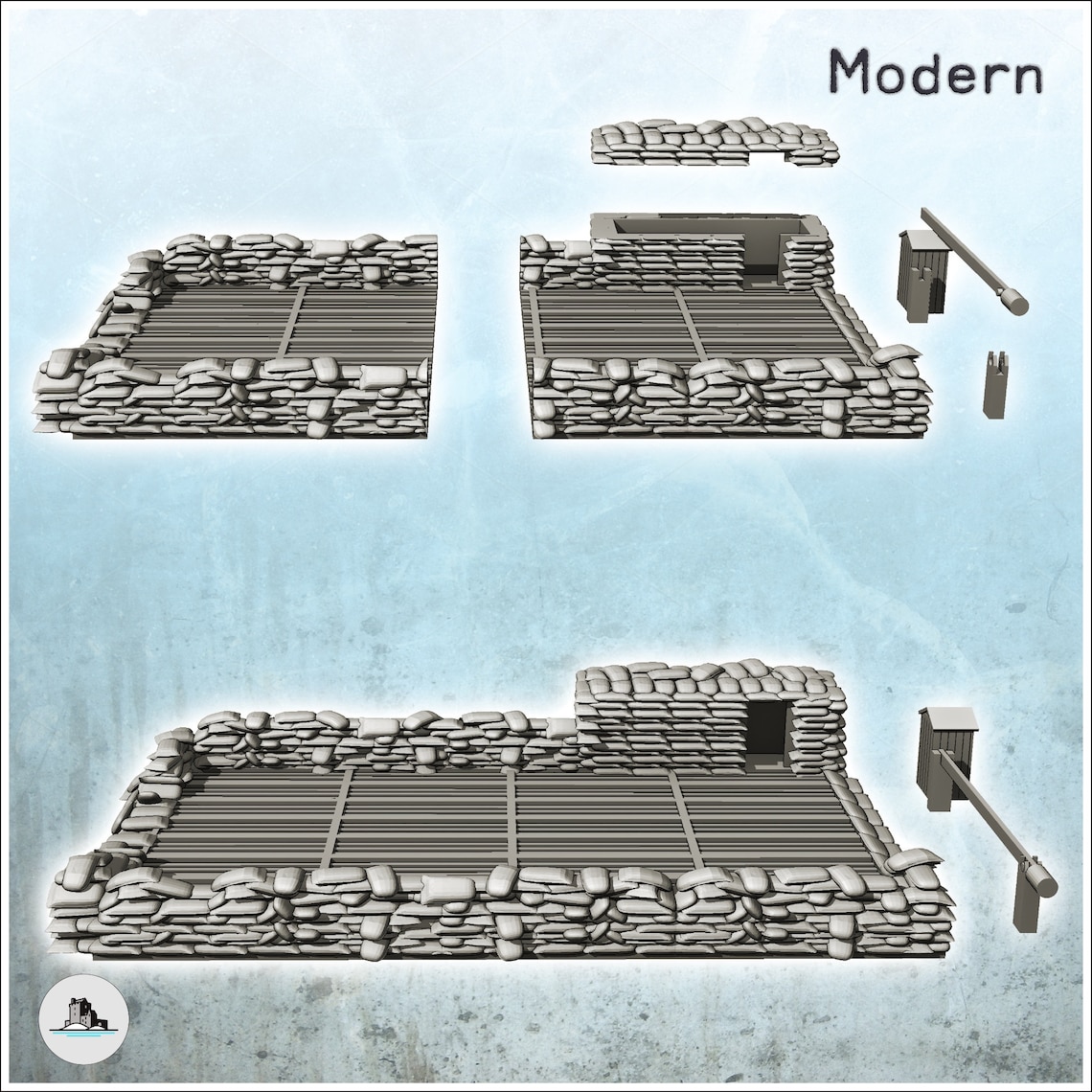 Helicopter Landing Platform With Sandbags and Protective Bunker (6 ...