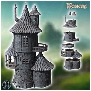 Medieval Tower With Tiled Roof, Wooden Door - STL 3D Print Dark Gothic ...
