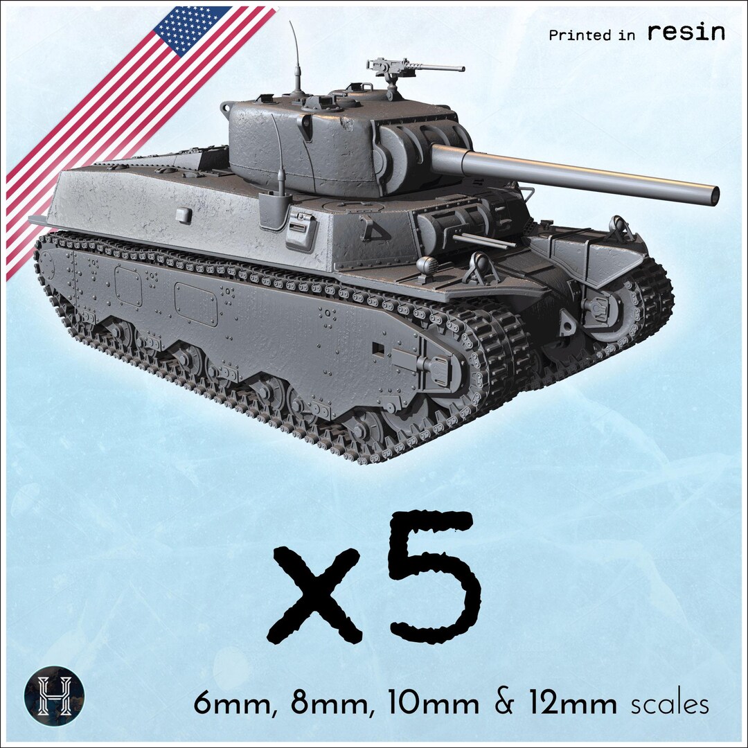 M6A1 Heavy Tank X5 Resin-printed 6mm 8mm 10mm 12mm WW2 Axis & Allies 39 ...