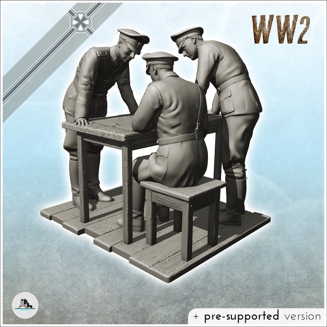 German Staff Around a Table With Map (12) - STL 3D Printing WW2 WWII ...