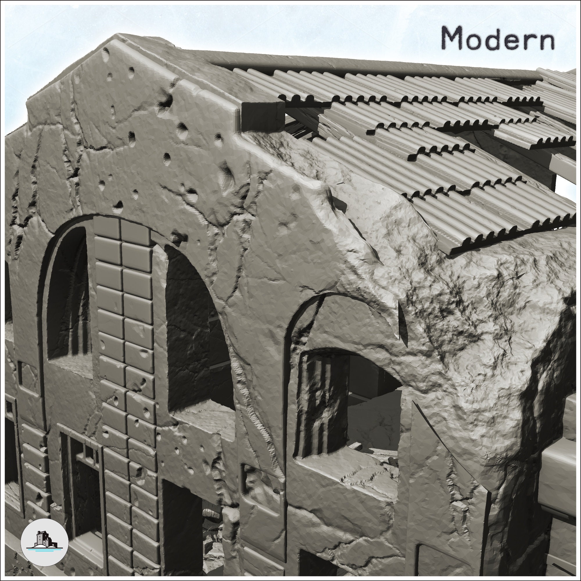 Destroyed Public Building - STL 3D Printing Printer Miniatures Tabletop ...