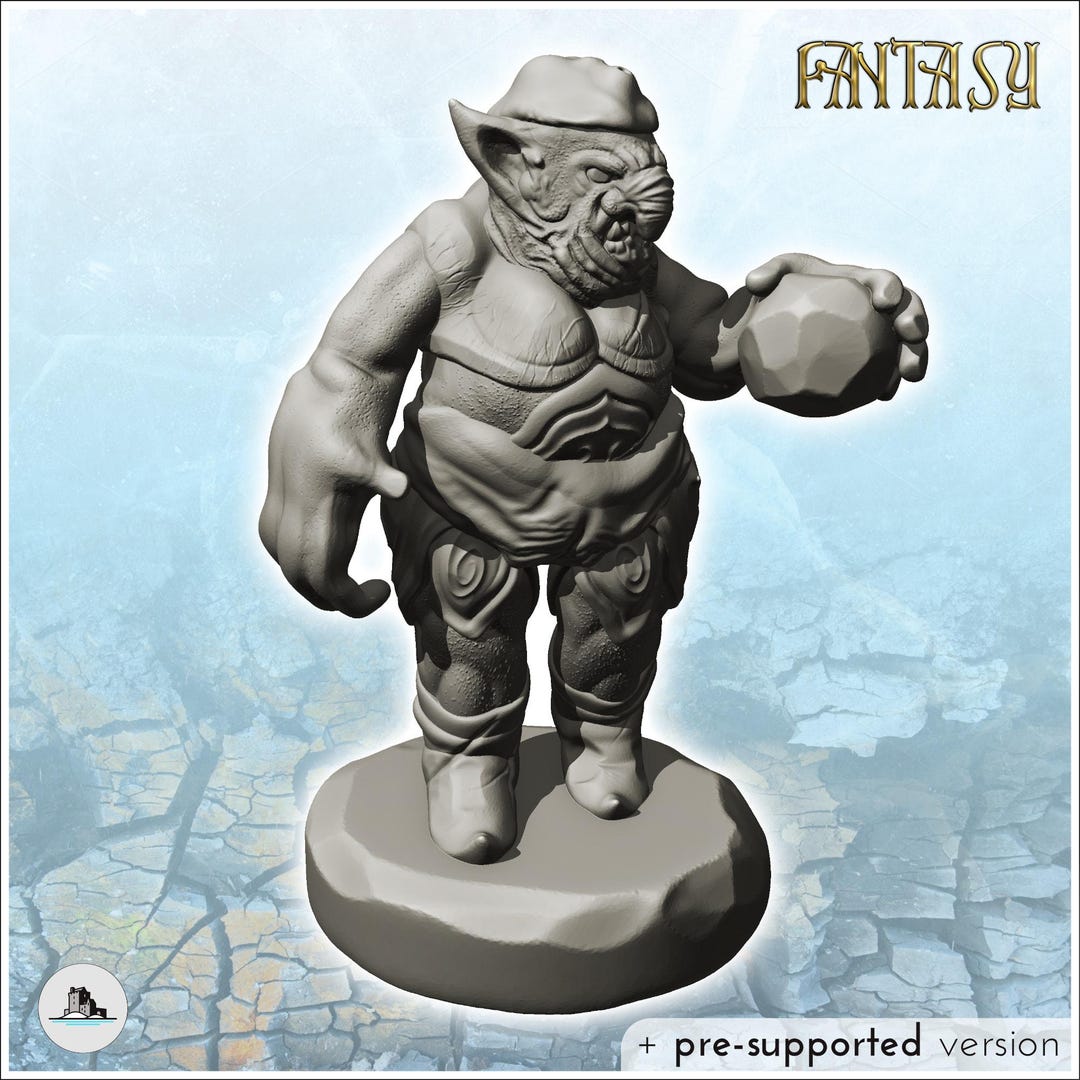 Curved-nosed Troll With Large Hand and Rock (15) - STL 3D Printing ...