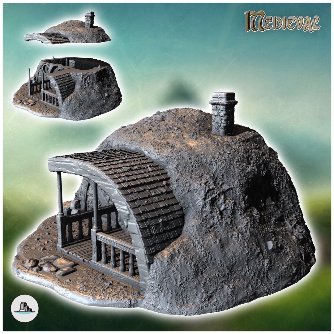 Hobbit House Under Ground With Round Do - STL 3D Print Dark Gothic ...