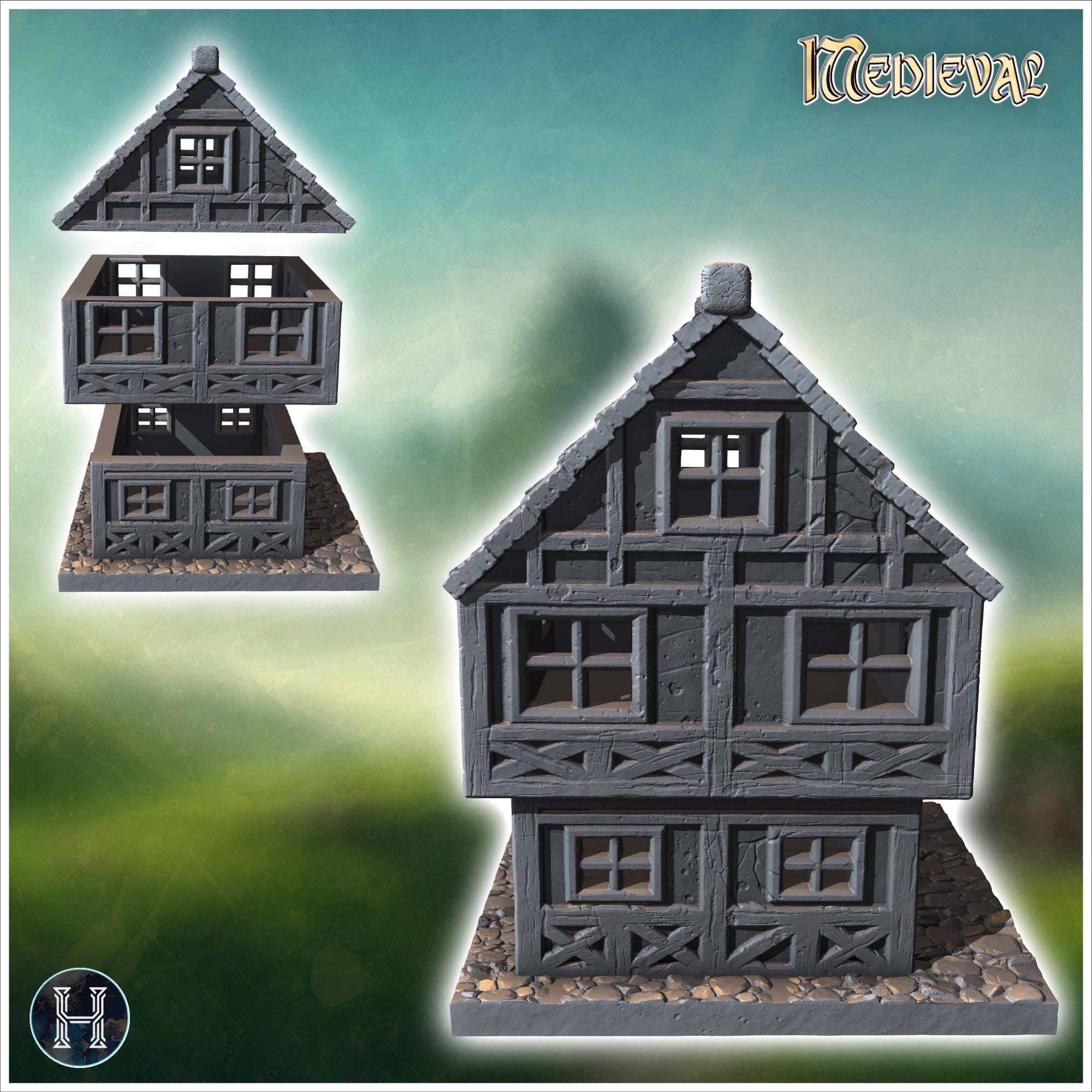 Two-story Medieval House With Timber Framing, Small Windows, and ...