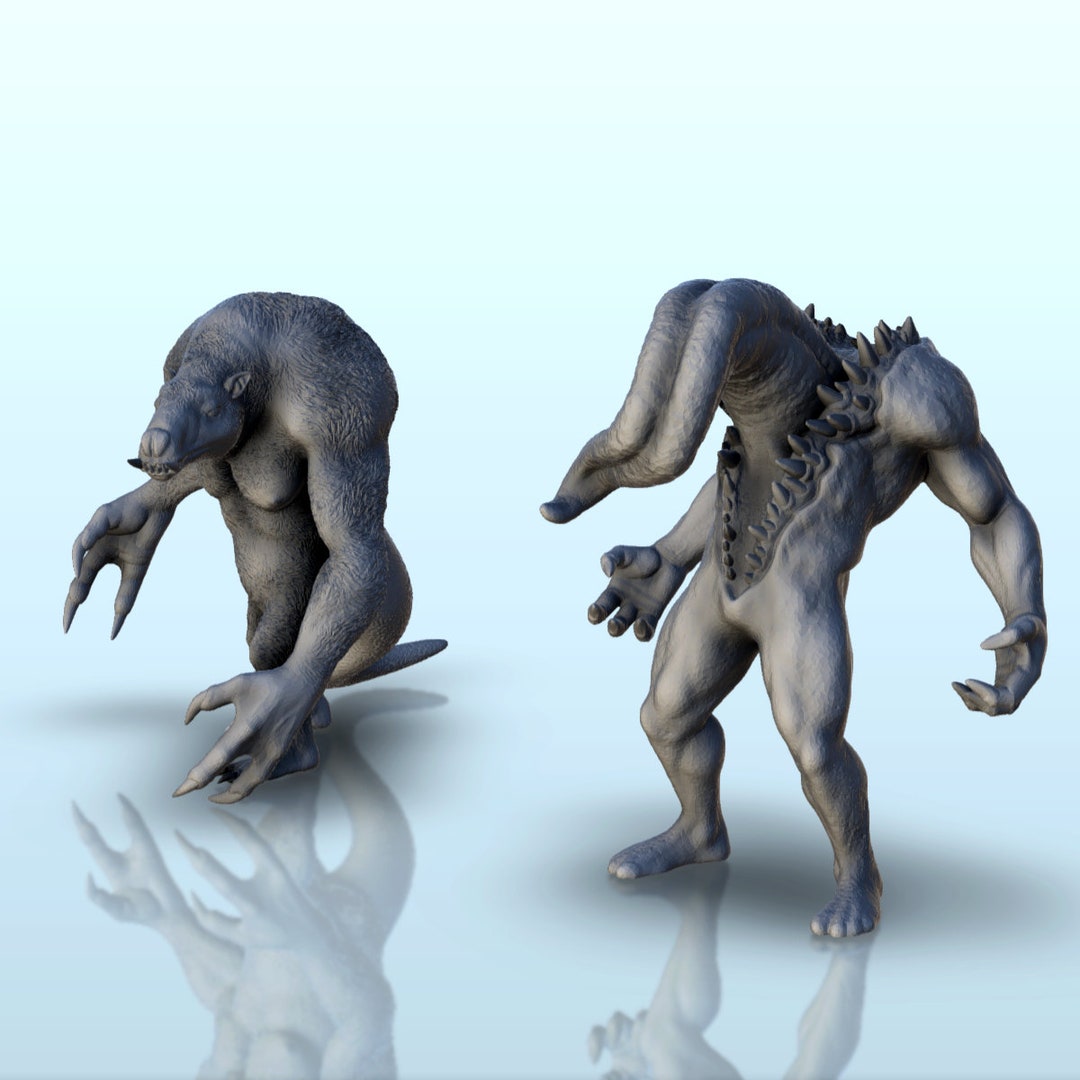 Set of 2 Horrific Monsters Pre-supported Version 16 STL 3D Printing Printer Model Sla Fdm Prints ...