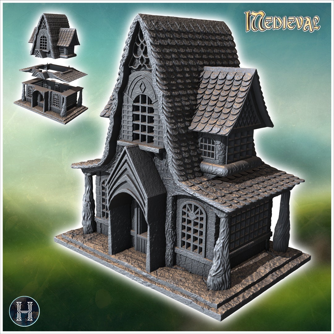 Medieval House With Rounded Tiled Roof - STL 3D Print Dark Gothic ...