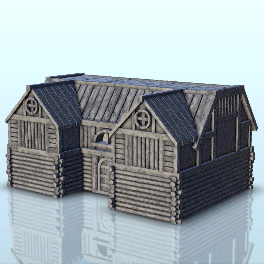 Wooden Log Warehouse (3) - STL 3D Print Dark Gothic Feudal Old Saga Dnd ...
