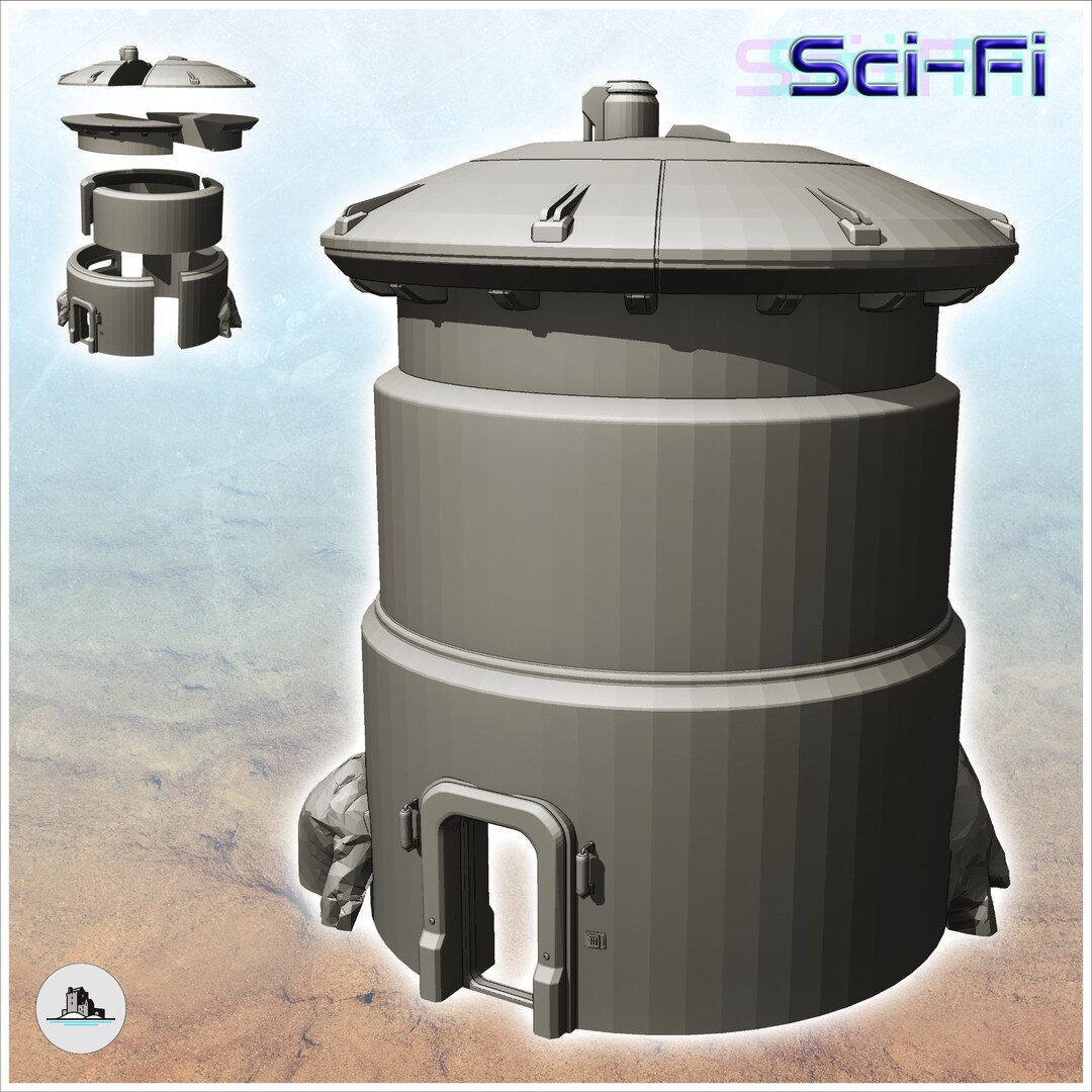 Futuristic Tower With Spherical Roof Built on Rock (5) - STL 3D ...