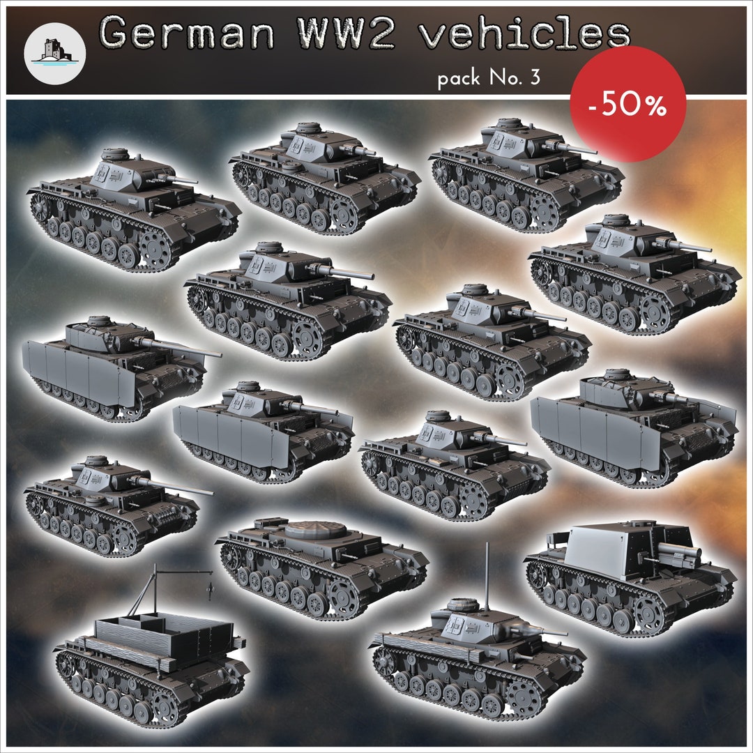 German WW2 Vehicles Pack No. 3 (panzer III and Variants) - STL 3D ...
