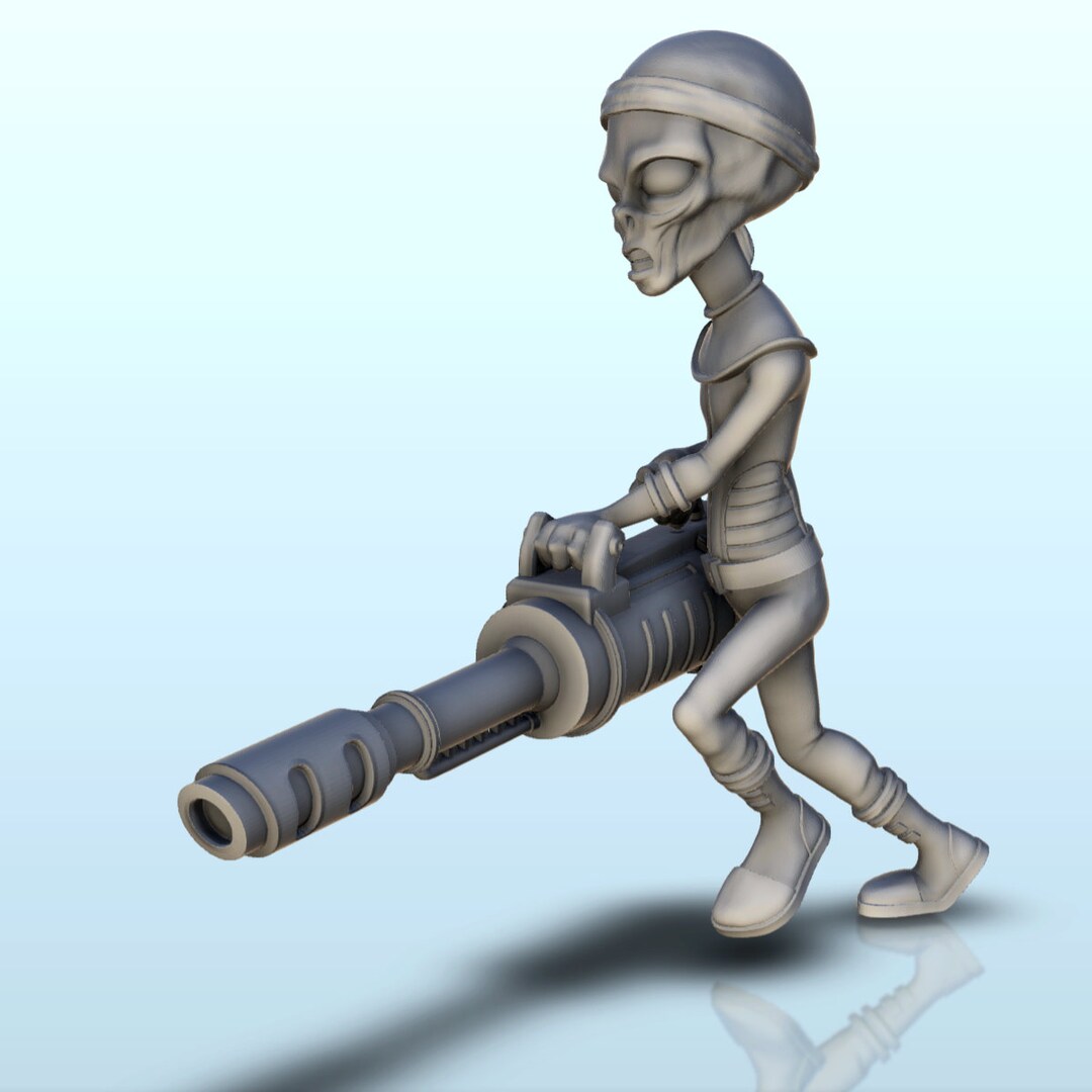 Alien With Machine-gun (6) (+ Pre-supported Version & Base) - STL 3D ...