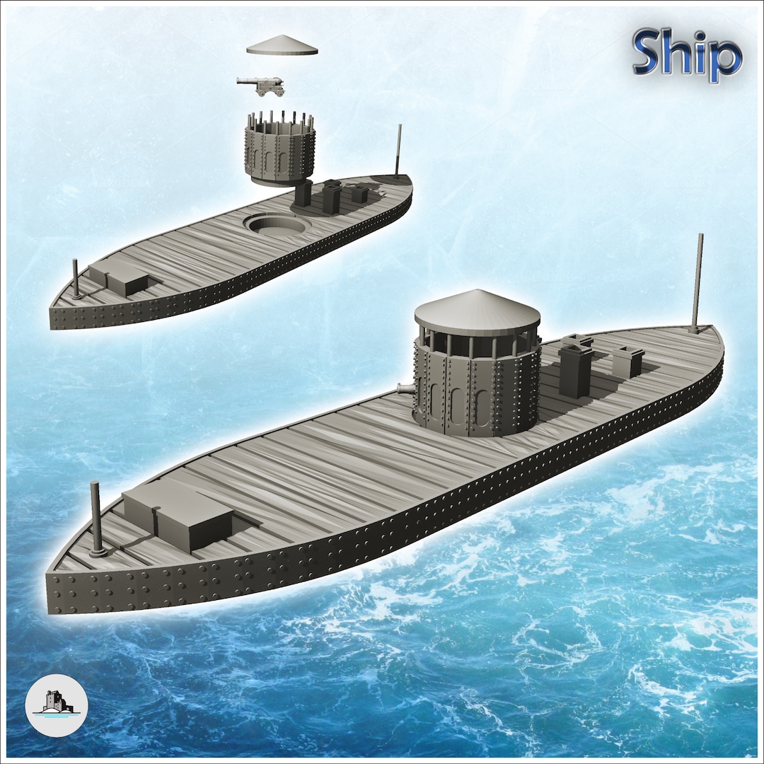 USS Monitor 1862 Ironclad Warship (3) - STL Impression 3D Cowboy Usa ...