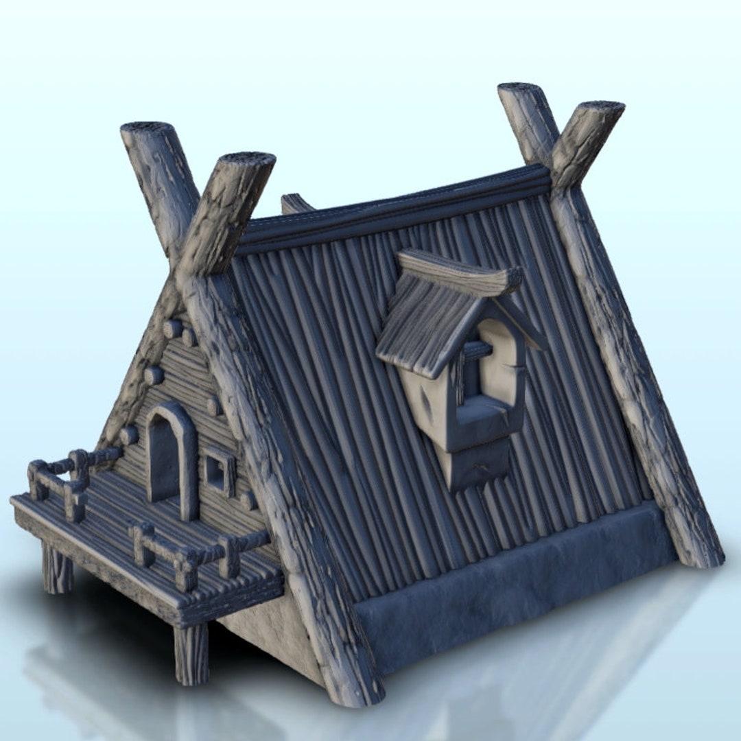 Medieval Wooden Hut With Terrace 11 STL 3D Printing Print Medieval ...