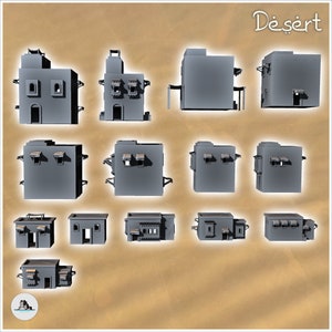 Large Set of Fourteen Flat-roofed Desert Buildings (7) - STL 3D ...