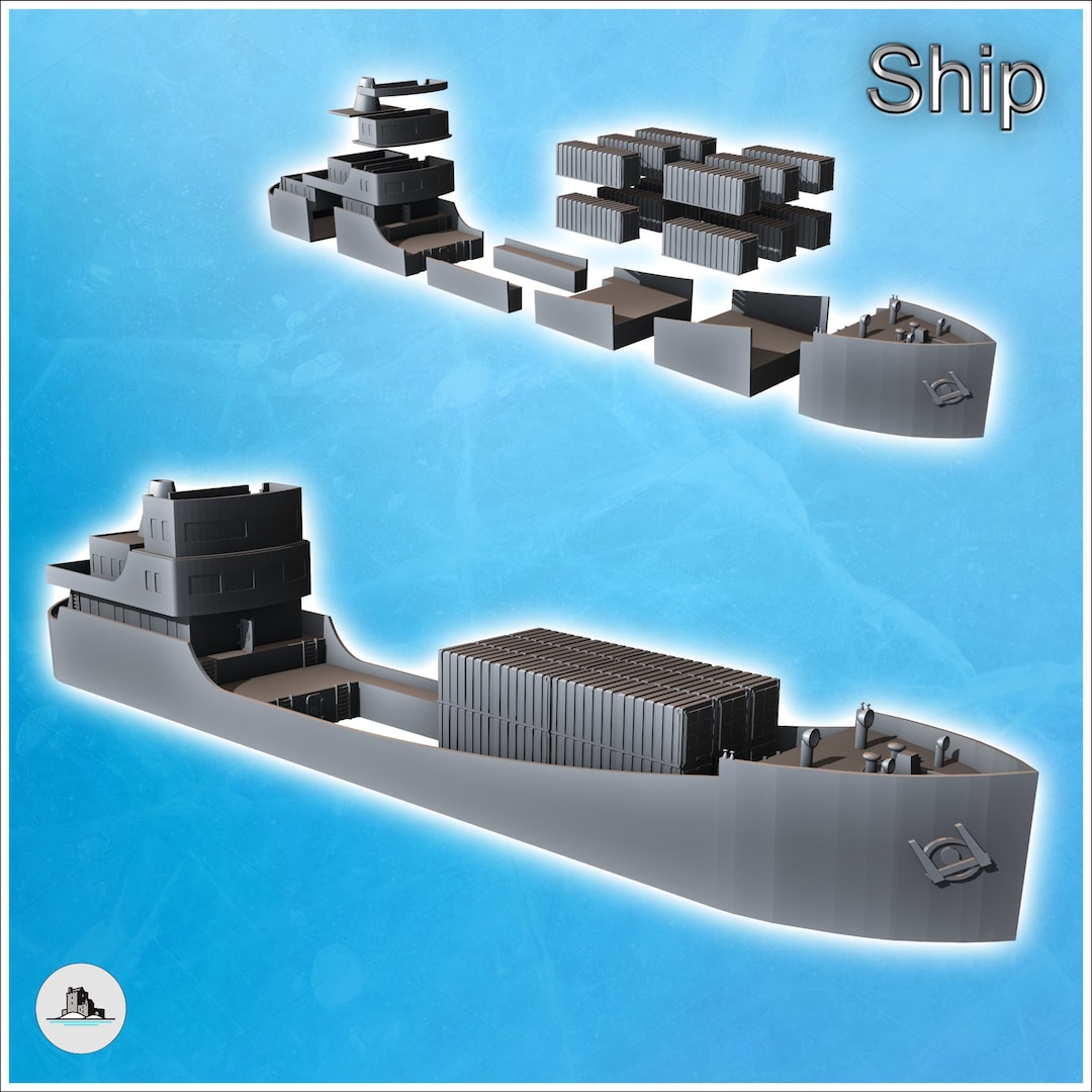 Modern Cargo Ship With Set of Containers in Central Forward Position (6 ...
