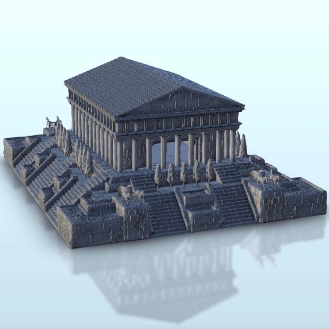 Greek Temple With Trees 3 - STL 3D Model Printing Ancient Classic Old ...