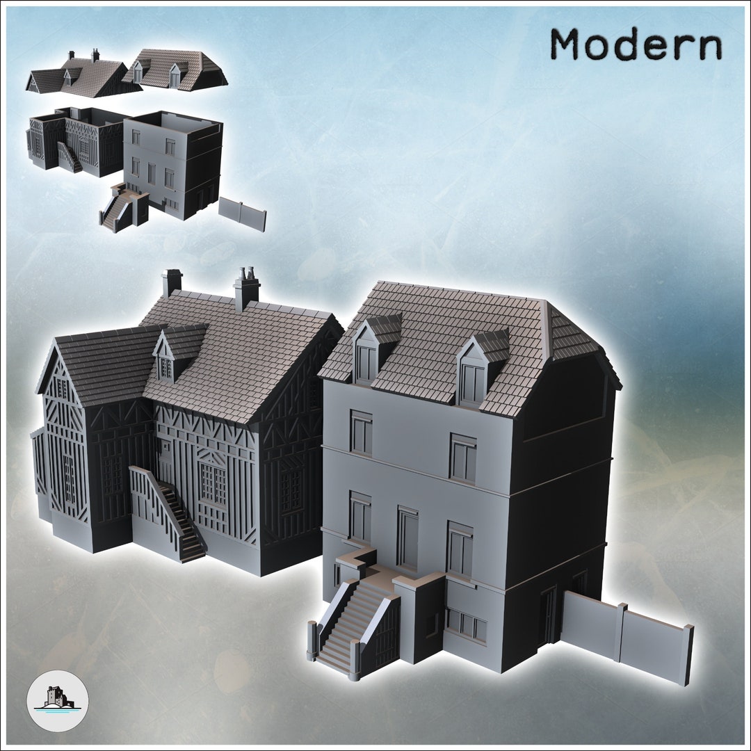 Set of Two Houses From Sword Beach (ouistre - STL 3D Printing World War ...