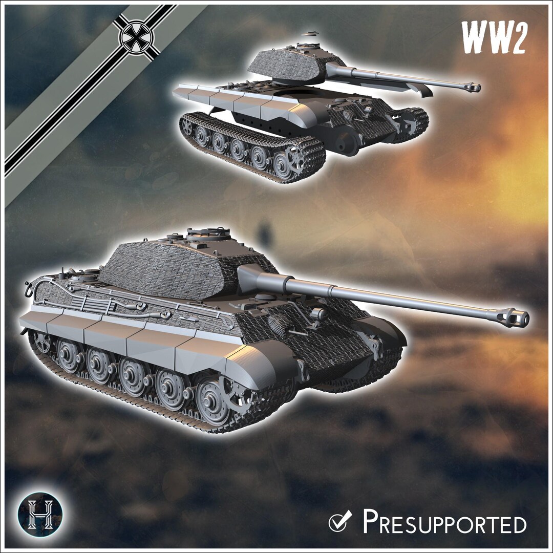 Panzer VI Tiger II (porsche) - STL 3D Printing Ww2 Wwii Front Second ...