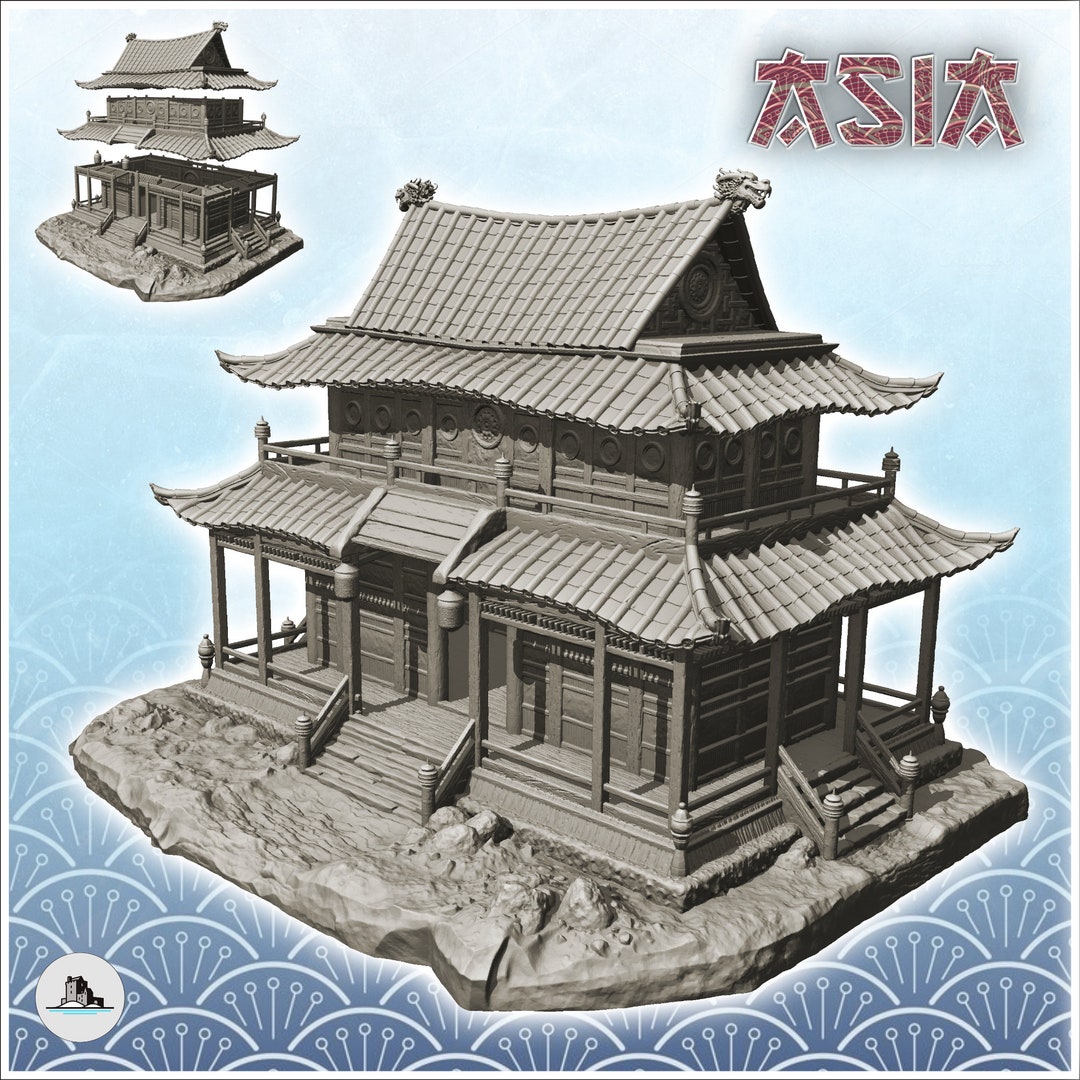 Asian Temple Floor and Access Stairs (34) - STL 3D Printing Asian Japan ...