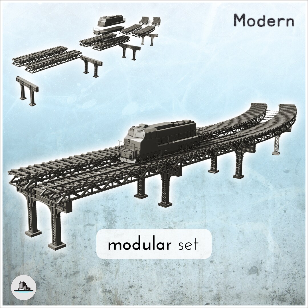 Set of Elevated Train Tracks - STL 3D Printing Printer Miniatures ...