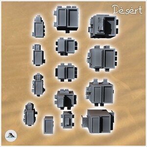 Large Set of Fourteen Flat-roofed Desert Buildings (7) - STL 3D ...