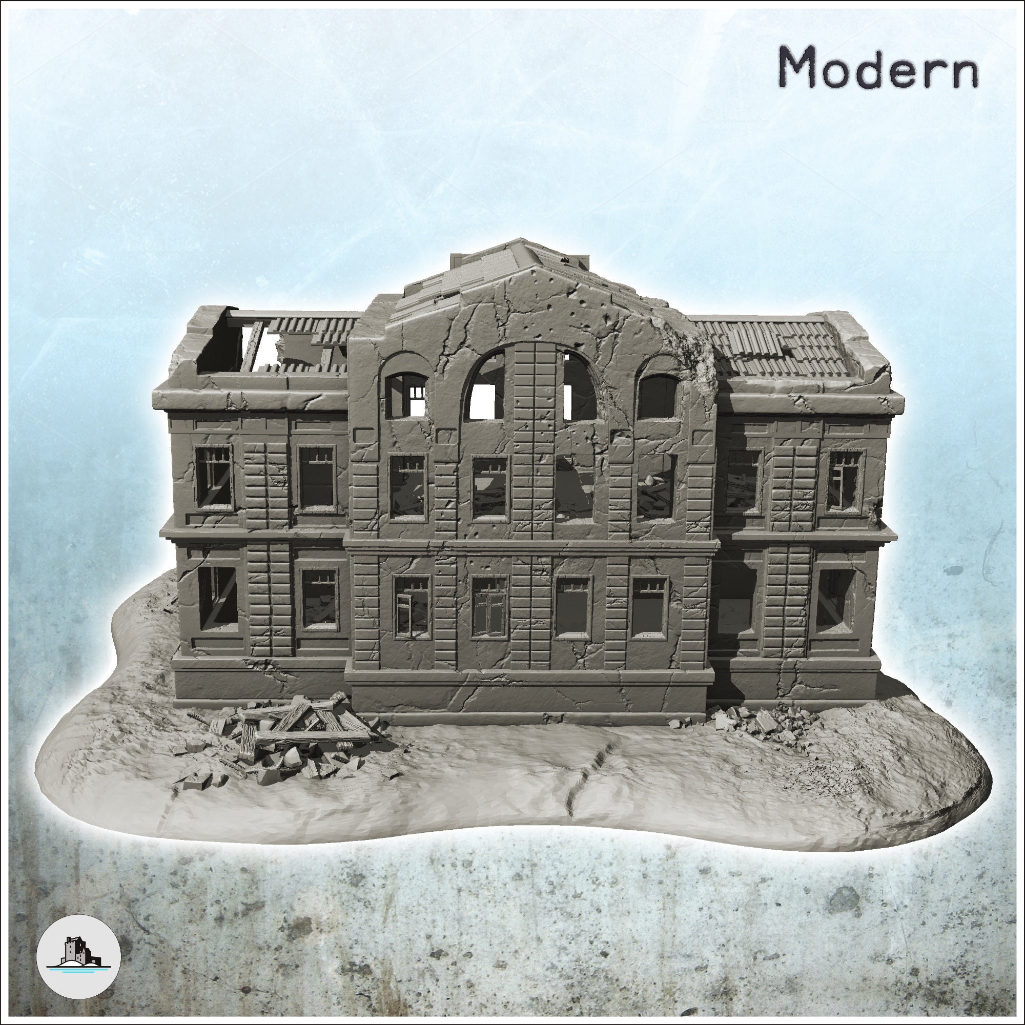 Destroyed Public Building - STL 3D Printing Printer Miniatures Tabletop ...