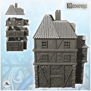 Medieval House With Large Roof - STL 3D Print Dark Gothic Feudal Old ...