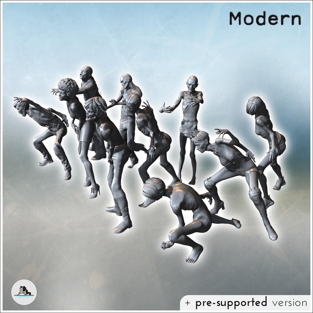 Set of Ten Post-apocalyptic Mutant-infected Zombies (1) - STL 3D ...