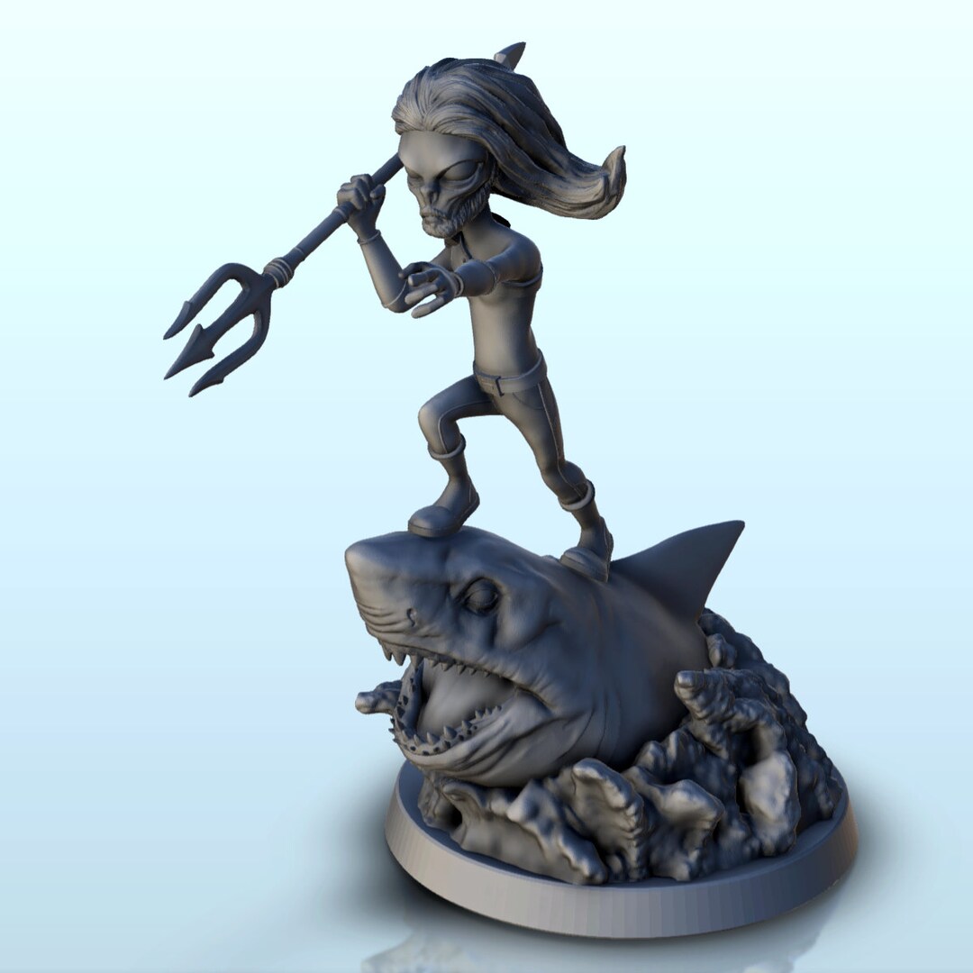 Alien With Trident (22) (+ Pre-supported Version & Base) - STL 3D ...