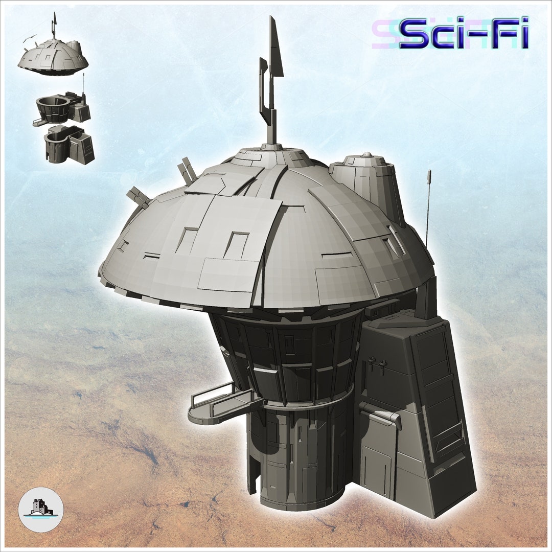 Large Futuristic Building With Spherical Roof and Pontoon (1) - STL 3D ...