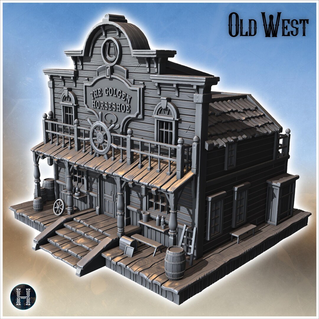 Old Western-style Saloon With Two-story Porch, Large Balcony, and ...