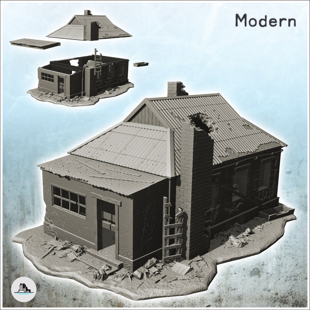 Modern House (damaged Version) - STL 3D Printing Printer Miniatures ...