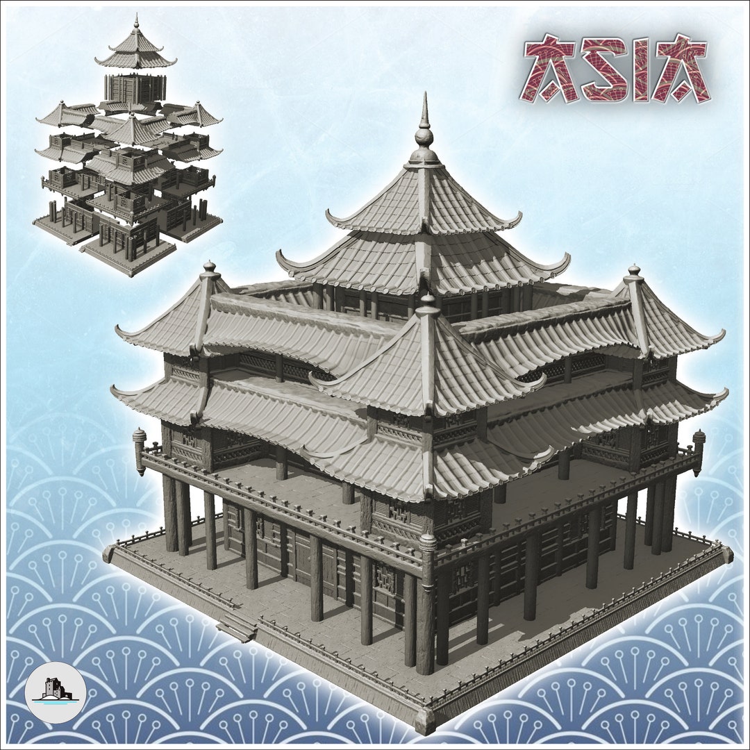 Big Asian Palace With Main Tower (38) - STL 3D Printing Asian Japan ...