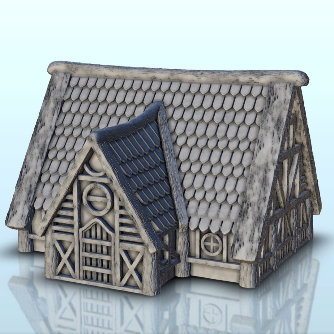 Medieval House With Tiled Roof (14) - STL 3D Print Dark Gothic Feudal ...