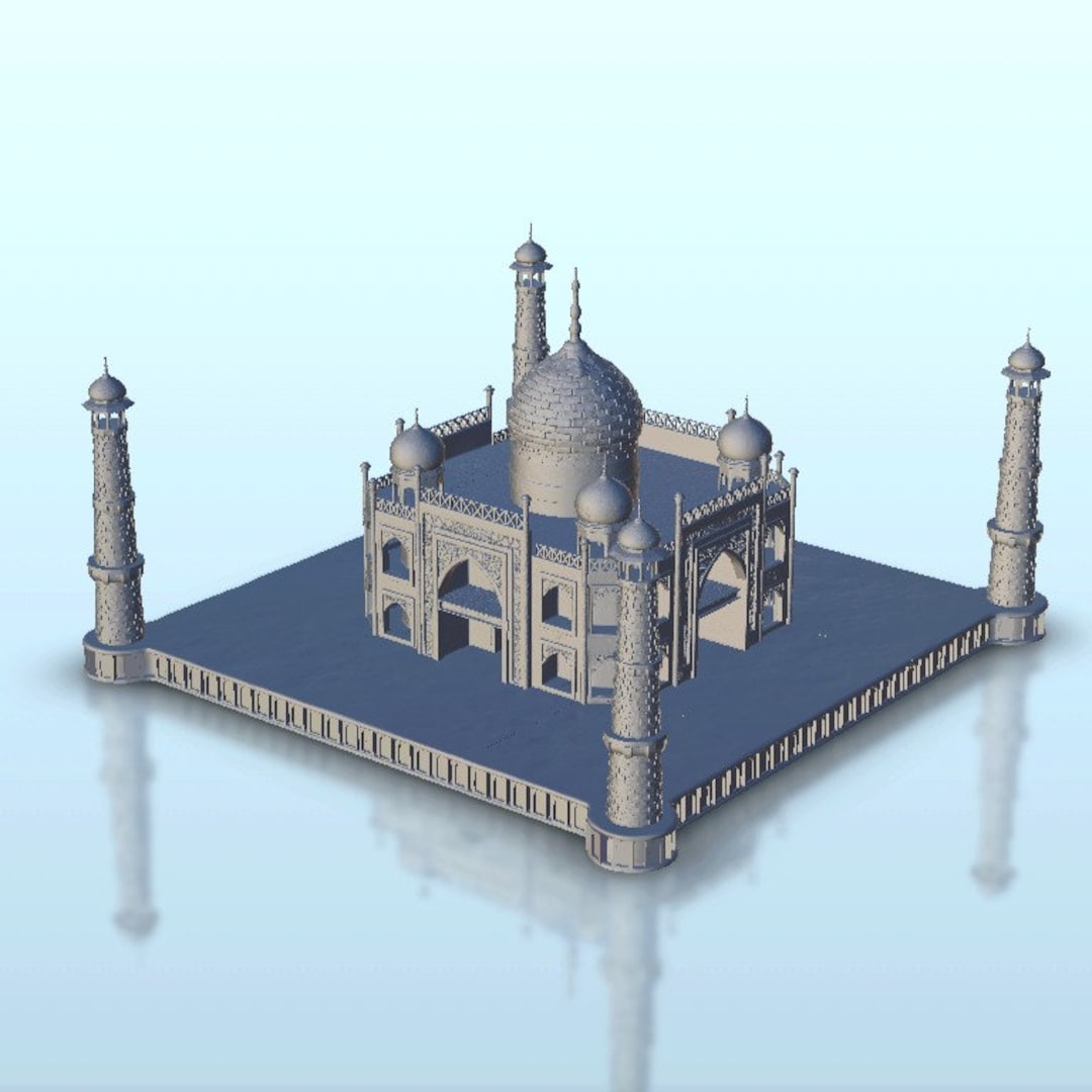 Taj Mahal Indian Mausoleum With Minarets - STL 3D Printing Asian Japan ...