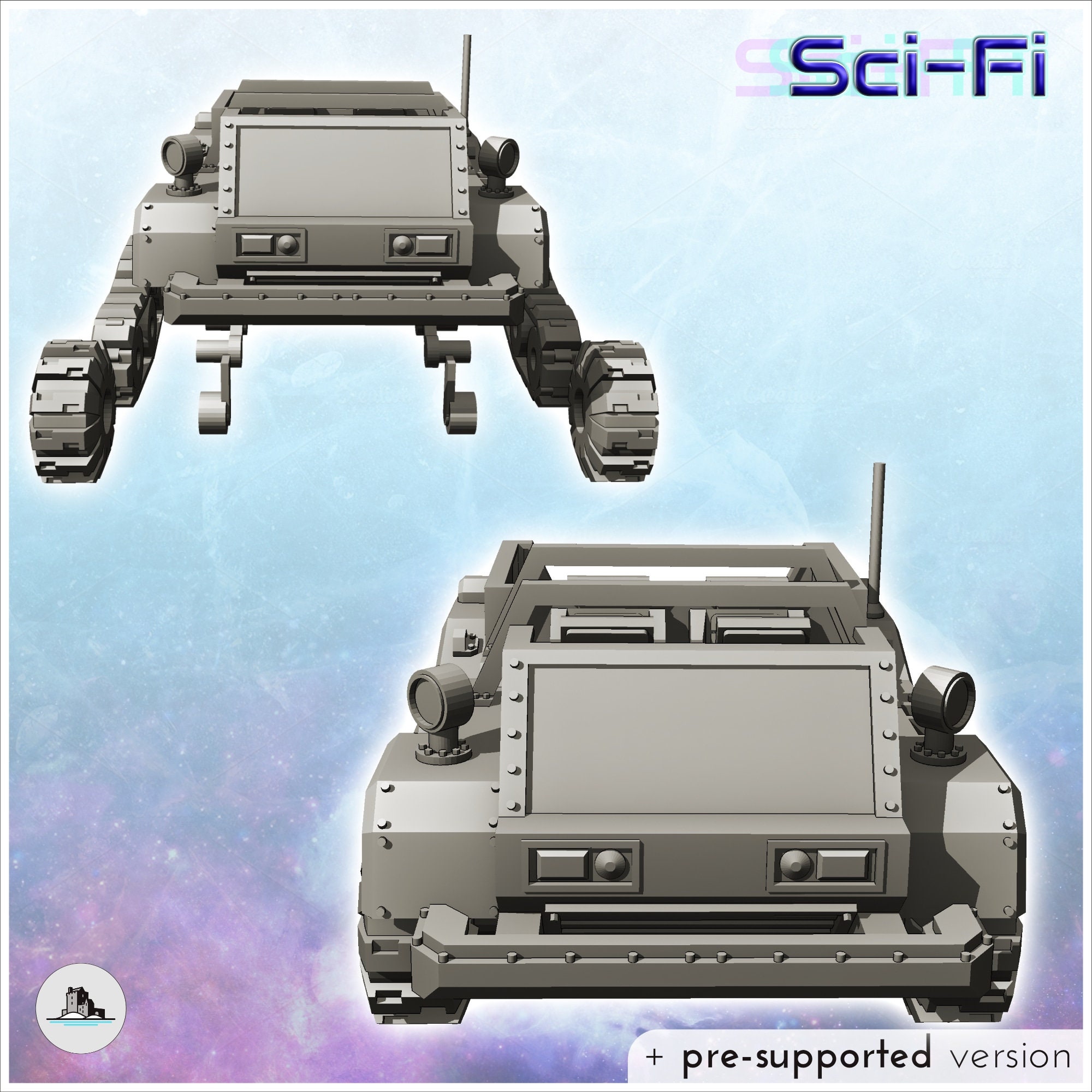 Futuristic Half-track Transport Vehicle With Cargo and Antenna (23 ...
