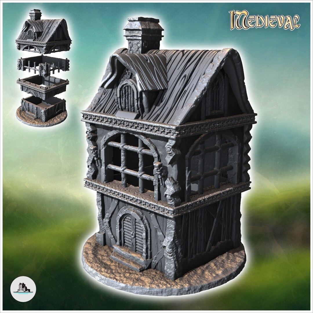 Medieval House With Two Floors, Fireplace and Large W STL 3D Print Dark ...