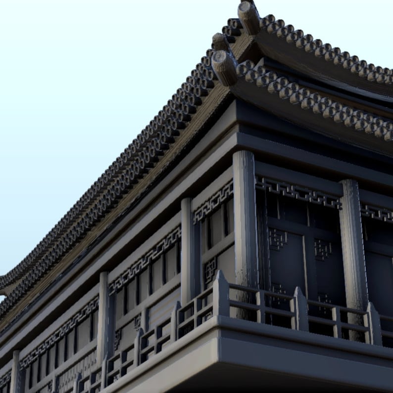 Asian House With Two-story Roof 19 - STL 3D Printing Asian Japan ...