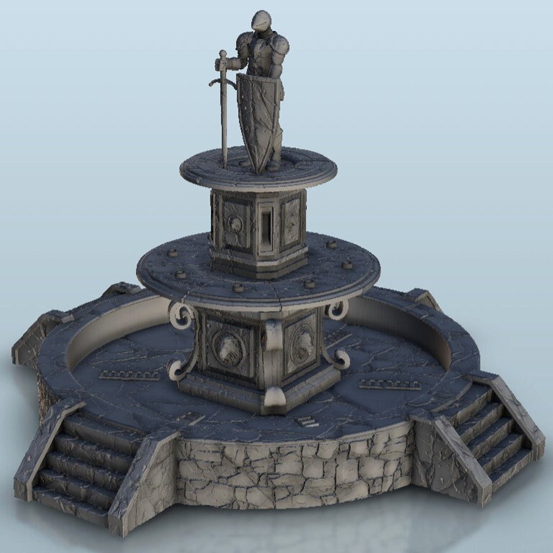 Fountain With Statue - STL 3D Printing Scenery Terrain Architecture ...