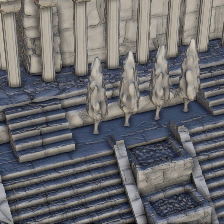 Greek Temple With Trees 3 - STL 3D Model Printing Ancient Classic Old ...