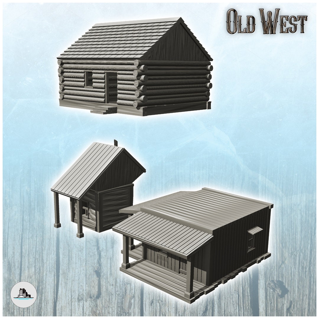 Set de trois bâtiments western en bois 25 STL Impression 3D Cowboy USA ...