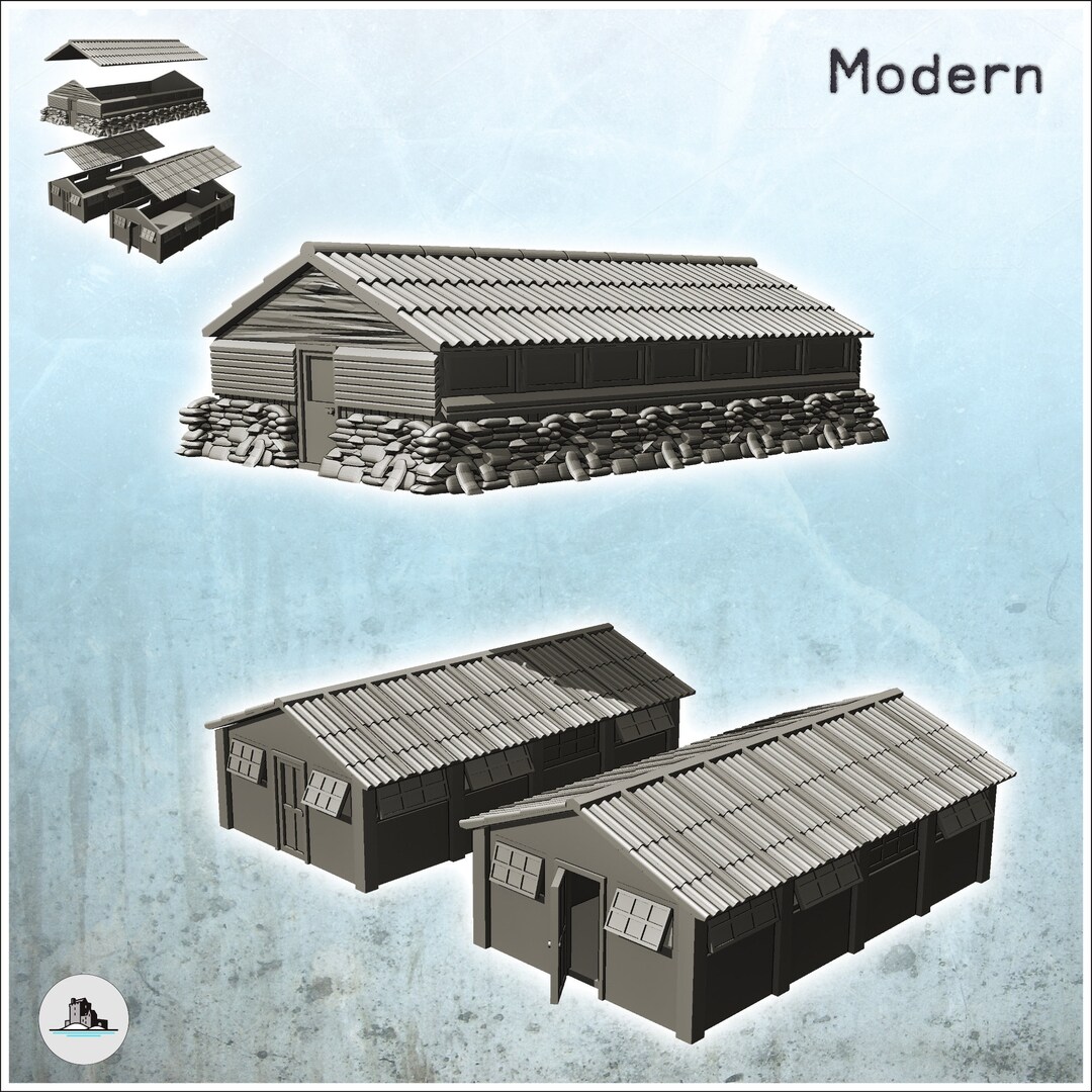Set of Three Modern Military Barracks (1) - STL 3D Printing Printer Ww2 ...
