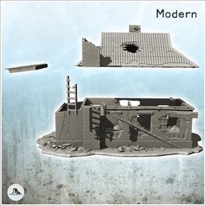 Modern House damaged Version STL 3D Printing Printer Miniatures ...