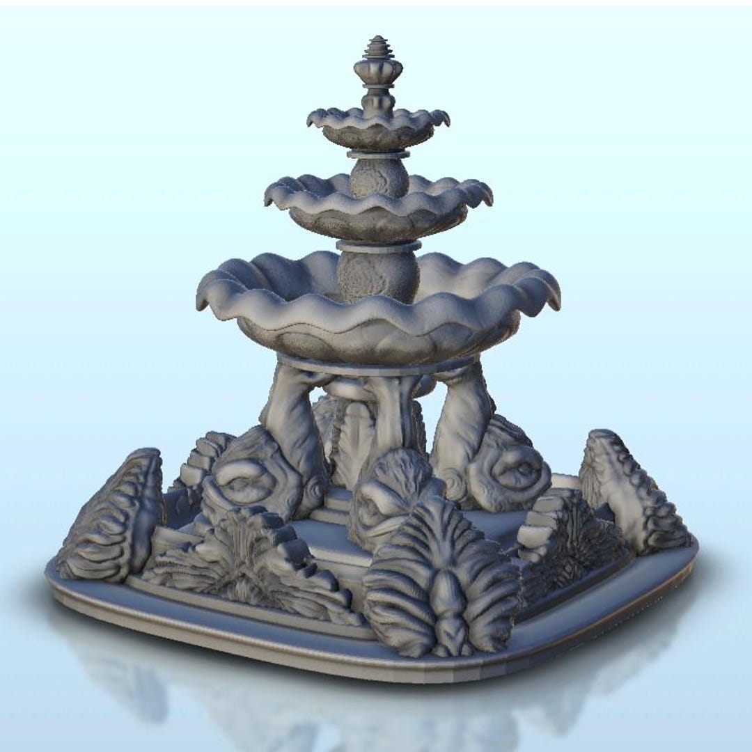 Gothic Fountain - STL 3D Printing Print Medieval Gothic Feudal Old Saga ...