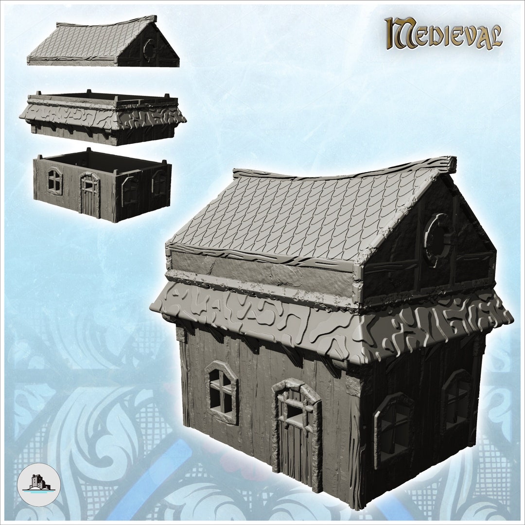 Wooden Building With Tiled Roof and Second Floor (27) - STL 3D Printing ...