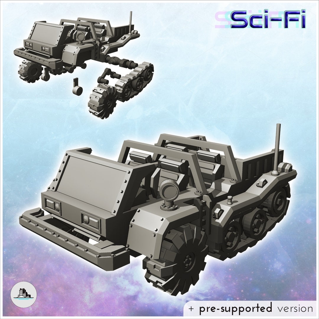 Futuristic Half-track Transport Vehicle With Cargo and Antenna (23 ...