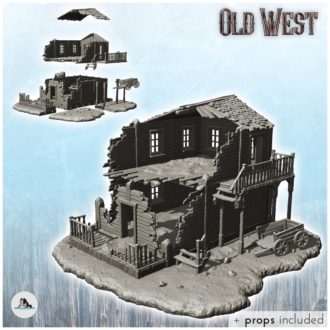 Ruined Wooden Building With Damaged Stairs (+ Props) (29) - STL ...